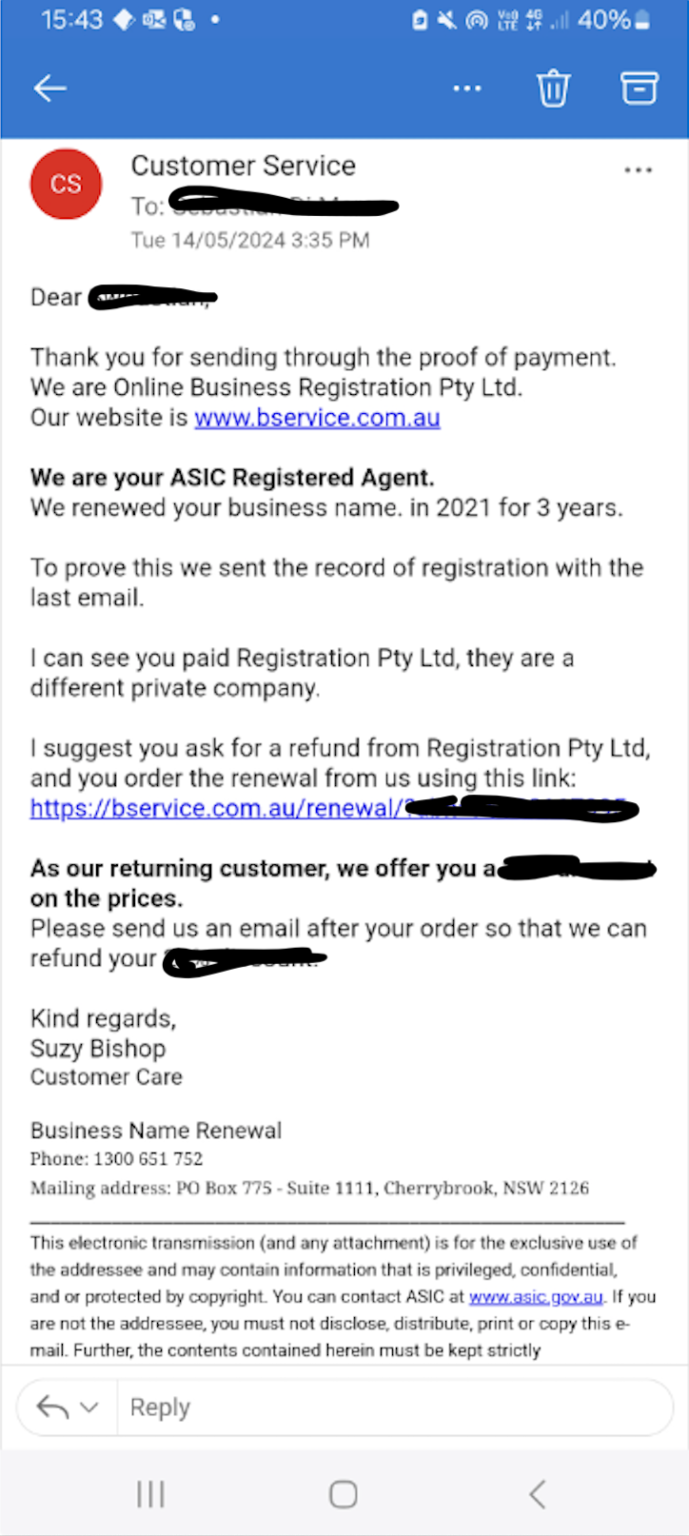 is bservice.com.au renewal a scam? – Scam Alert Watch